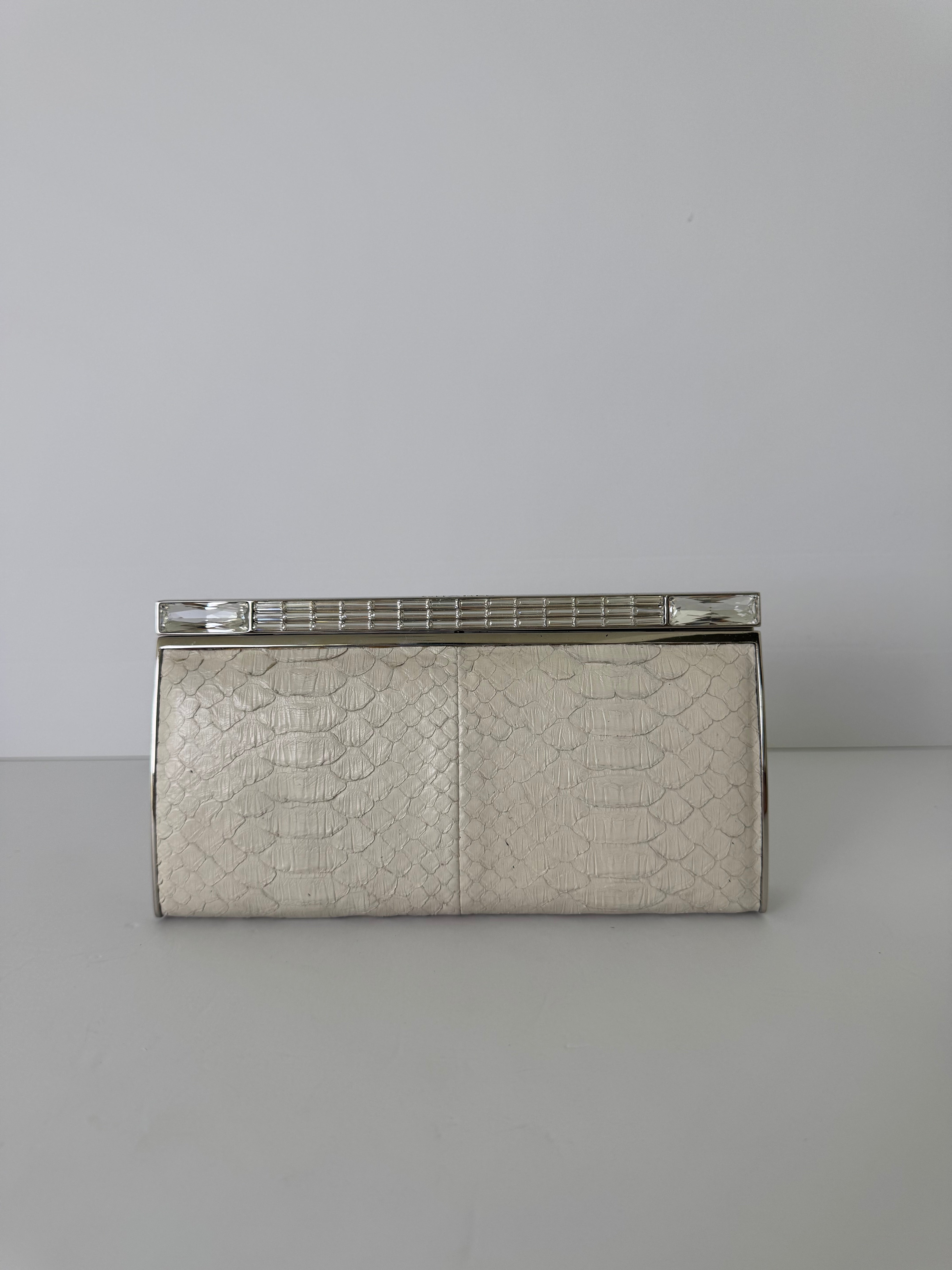 Chanel Crystal Embellished Python Evening Clutch Minaudière Extremely
