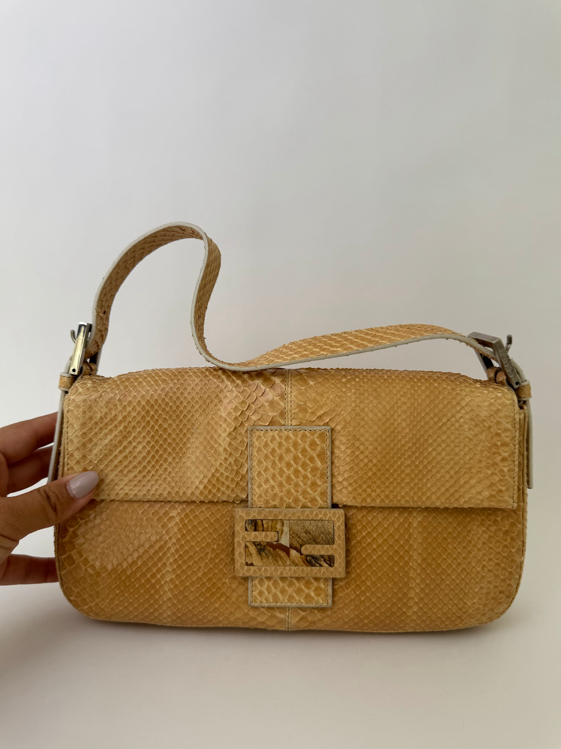 Fendi Vintage Python Baguette Handbag